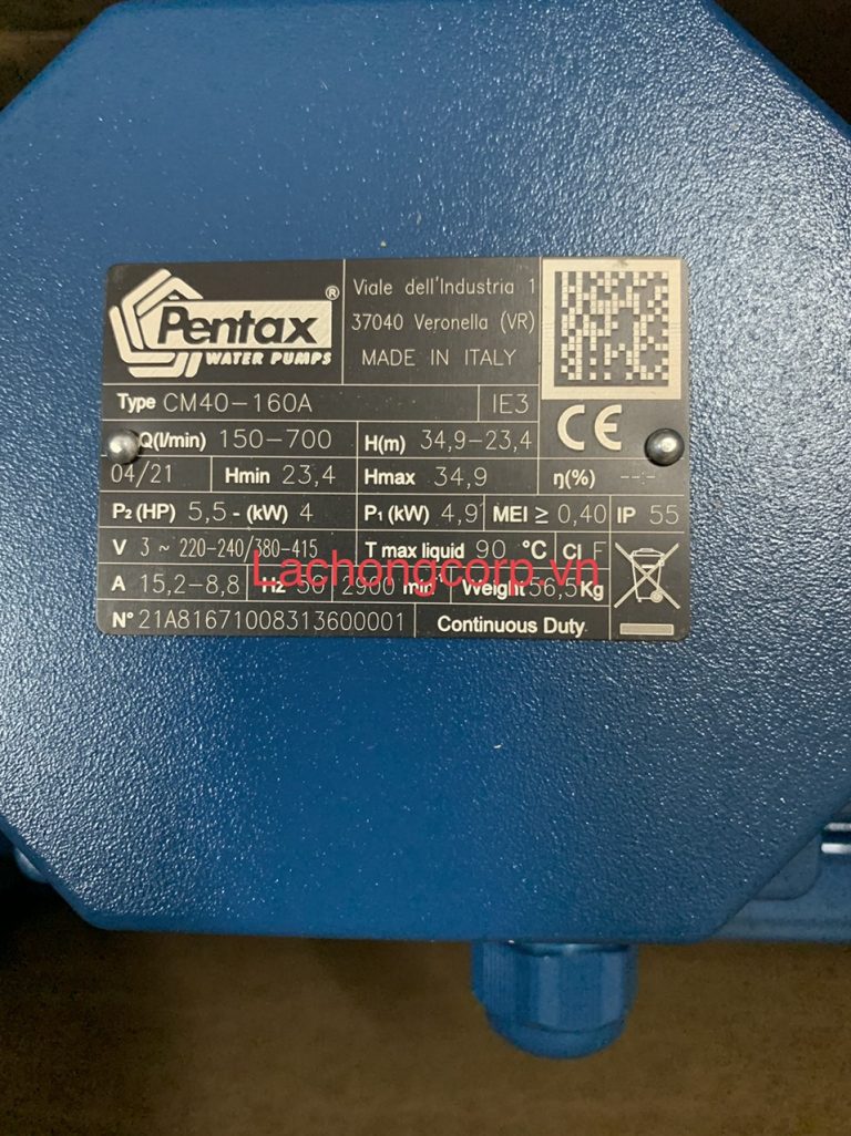 Máy bơm nước Pentax CM40-160A nhập khẩu, triết khấu cao, ưu đãi lớn