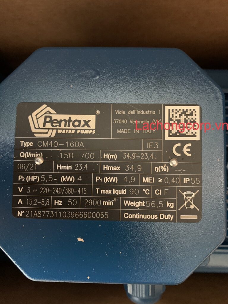 Máy bơm nước Pentax CM40-160A nhập khẩu, triết khấu cao, ưu đãi lớn