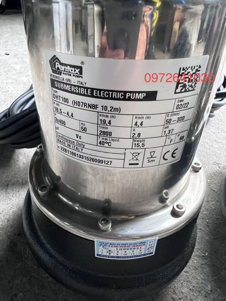 Máy bơm chìm nước thải inox Pentax DH/DHT series nhập khẩu Ý