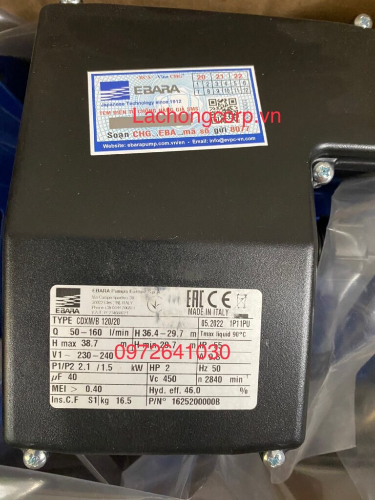Máy bơm ly tâm 1 tầng cánh Ebara CDXM/B120/20 nhập khẩu